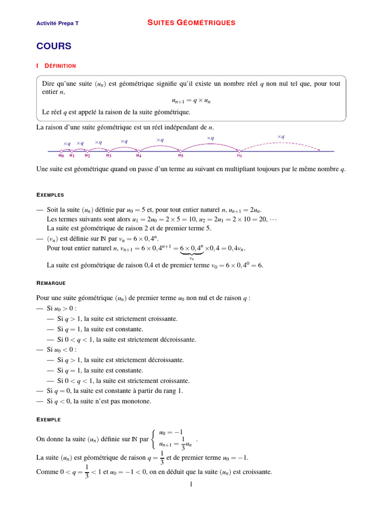 Comprendre les Suites Géométriques | PDF | Mathématiques | Analyse réelle