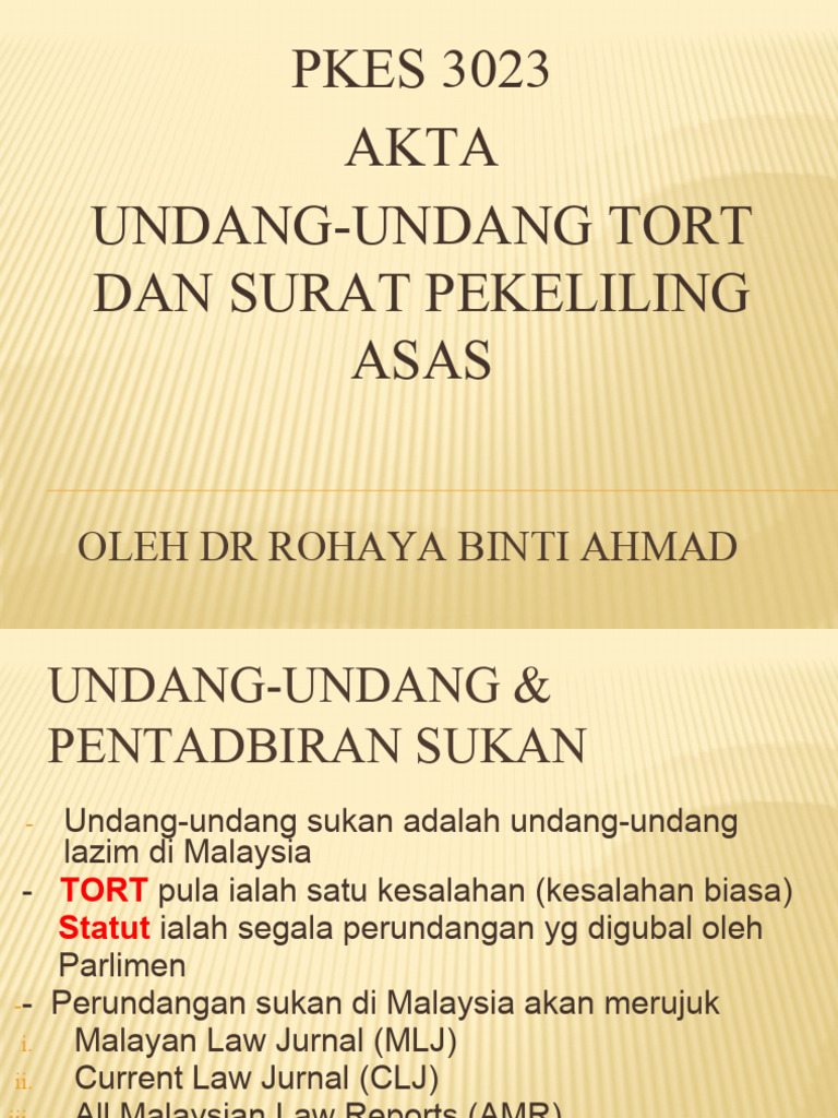 Undang Undang Tort Dan Surat Pekeliling | PDF