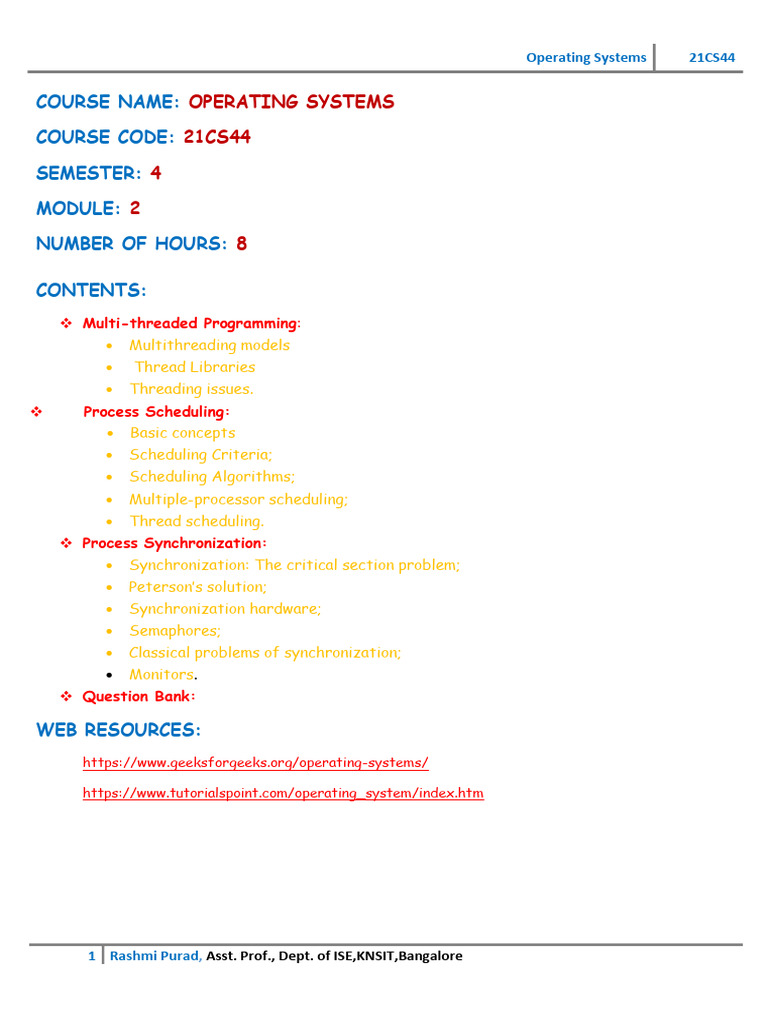 Module 2 | PDF | Thread (Computing) | Scheduling (Computing) Module 2 | PDF | Thread (Computing) | Scheduling (Computing)