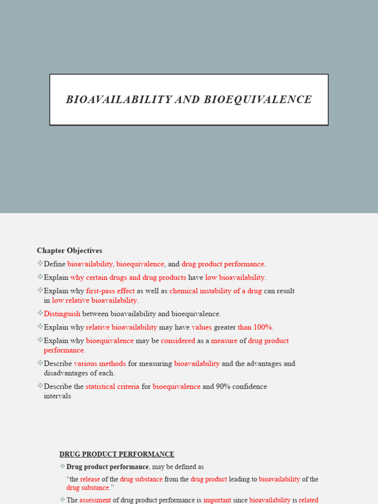 Bioavailability and Bioequivalence - Introduction | PDF ...