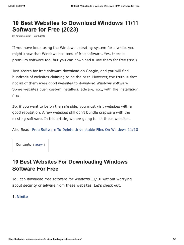 10 Best Websites To Download Windows 11 Software For Free | PDF