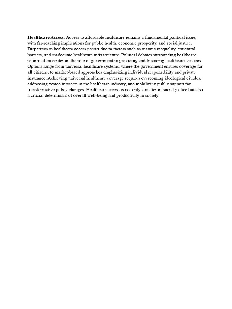 Affordable Healthcare Access Issues | PDF