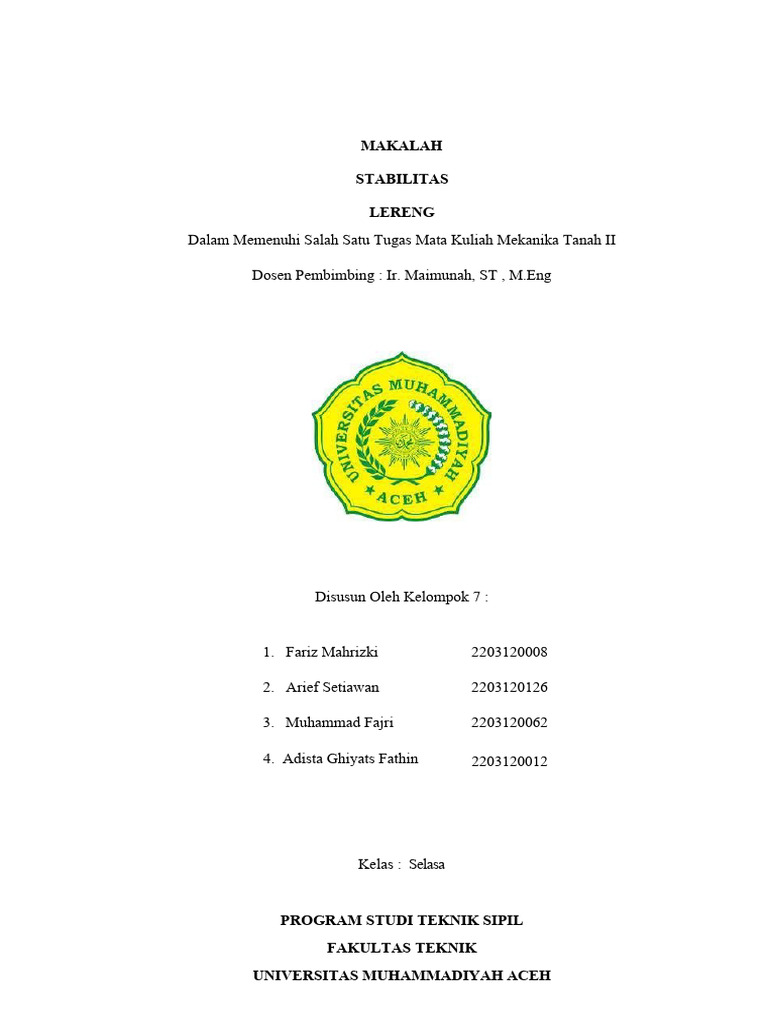 Analisis Stabilitas Lereng Tanah | PDF