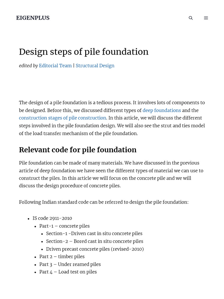 Design Steps of Pile Foundation - Eigenplus | Download Free PDF | Deep ...