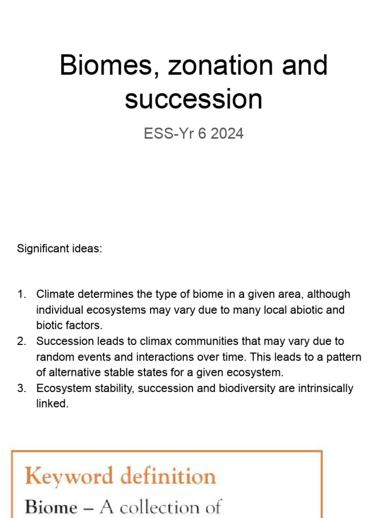 Biomes, Zonation and Succession | PDF