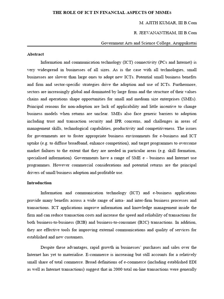 Ajith Kumar and Jeevanantham | PDF | E Commerce | Small And Medium Sized Enterprises