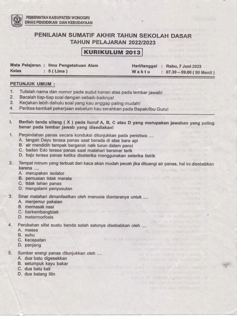 Psat - Kelas 5 - Ipa | PDF