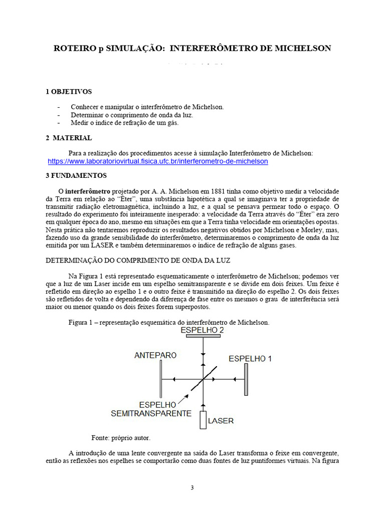 Experiencia 5 Interferometro de Michelson | PDF | Interferometria | Espelho