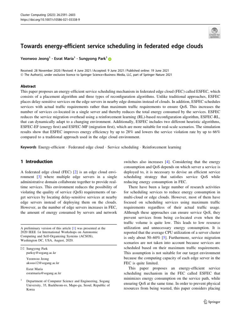 Towards Energy-Efficient Service Scheduling in Federated Edge Clouds | Download Free PDF ...