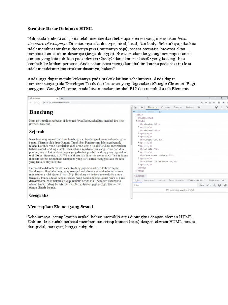 Struktur Dasar HTML dan Penerapannya | PDF