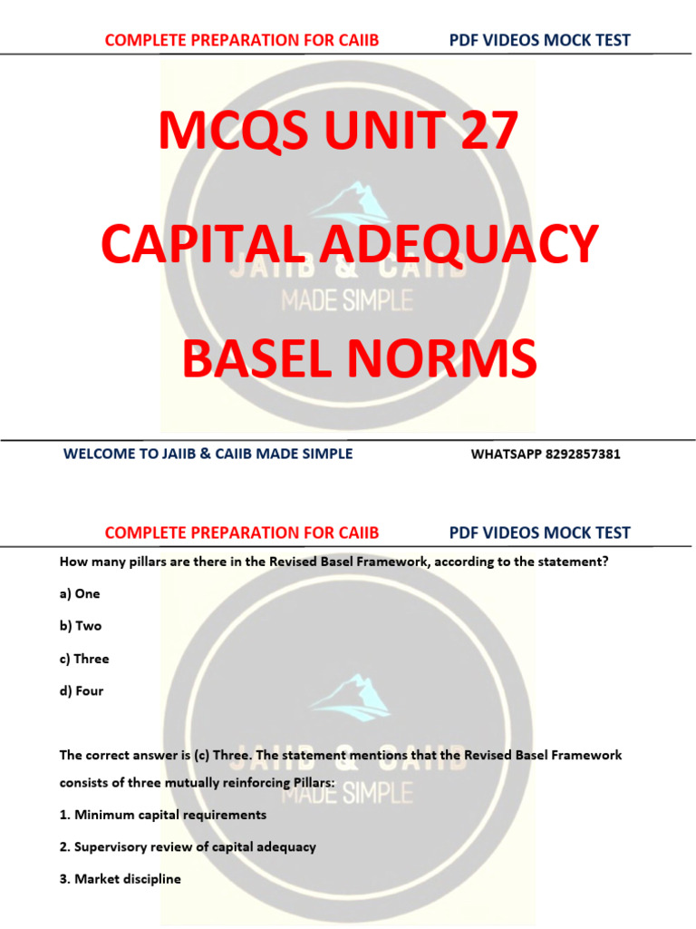 CAIIB Basel Norms Prep Guide | PDF | Capital Requirement | Audit