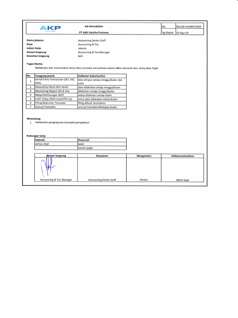 Job Desc Acc SR Staff | PDF