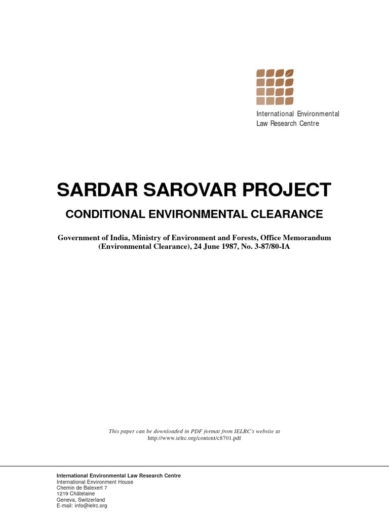 SSP - Conditional Environmental Clearance - MoEF | PDF | Natural ...