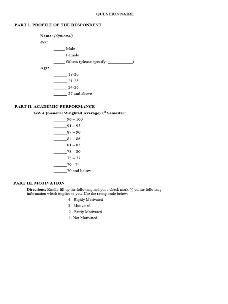 Student Motivation and Performance Survey | PDF | Motivational | Motivation