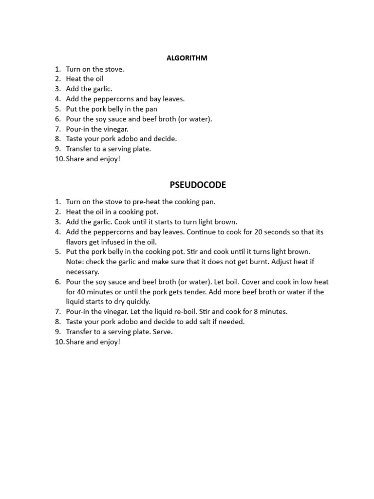 Algorithm and Pseudocode | PDF