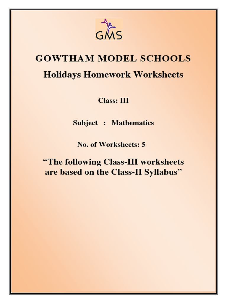 Maths - 3rd Class H WWorksheet | PDF | Mathematics