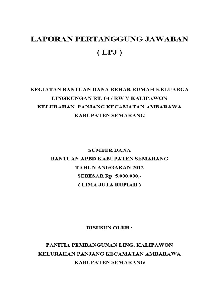 Laporan Pertanggung Jawaban Rt. 04 | PDF | Griya & Taman