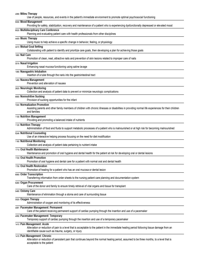 Nursing Interventions Classification (NIC), 7th Edition-7 | PDF | Pain ...
