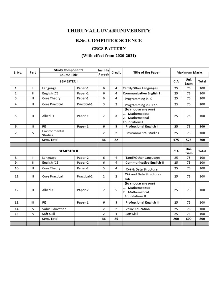 B.Sc. Computer Science Syllabus Overview | PDF | Relational Database ...