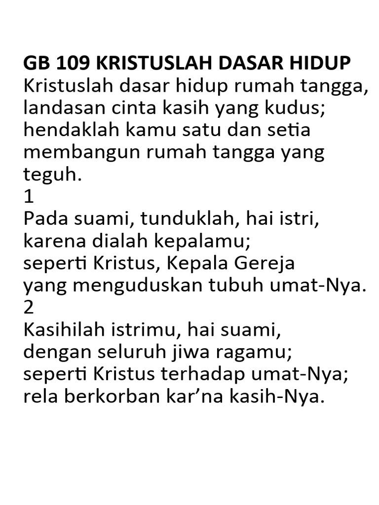 GB 109 Kristuslah Dasar Hidup | PDF