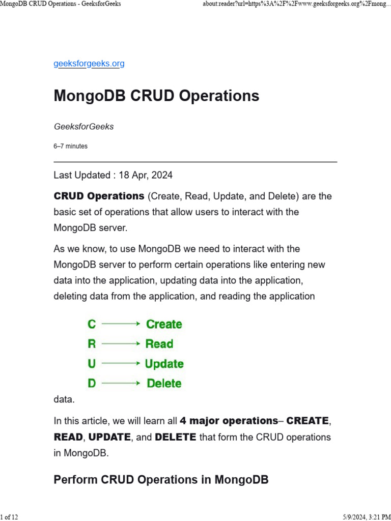 Crudin Mongodb Pdf Mongo Db Data Management Software