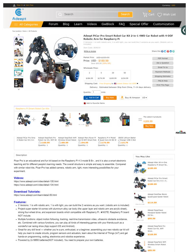WWW Adeept Com Picar-Pro p0246 HTML | PDF | Robotics | Raspberry Pi