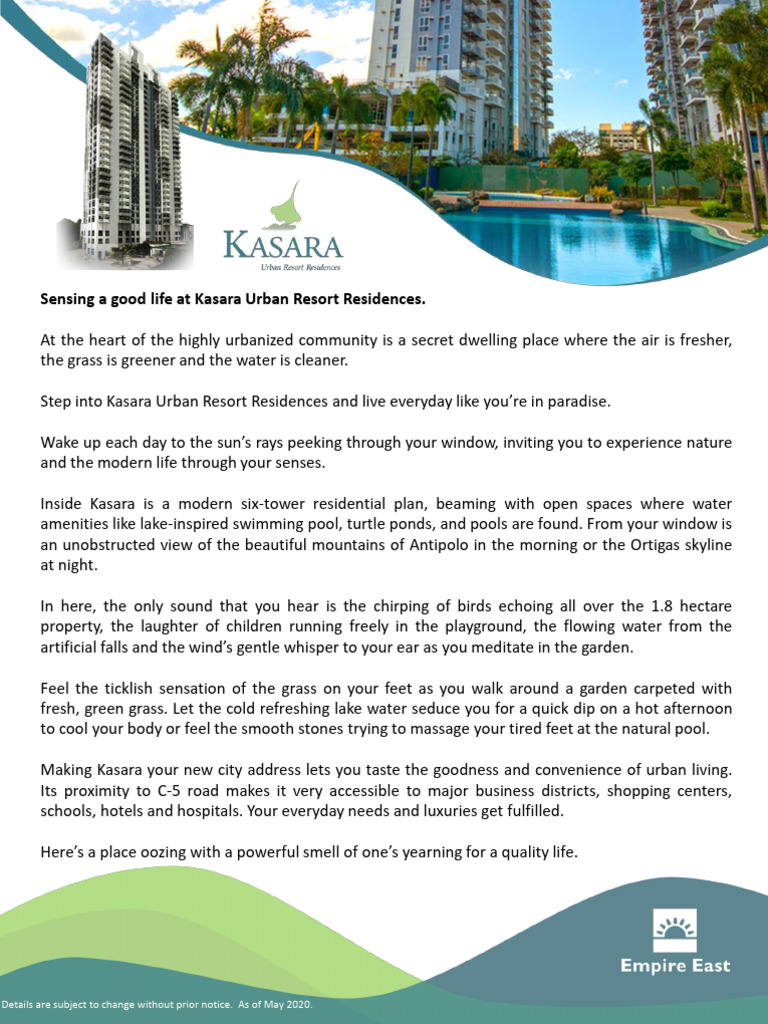 KASARA Investment Proposal Tower1&5-stuido-Pre-selling&RFO | PDF | Home & Garden