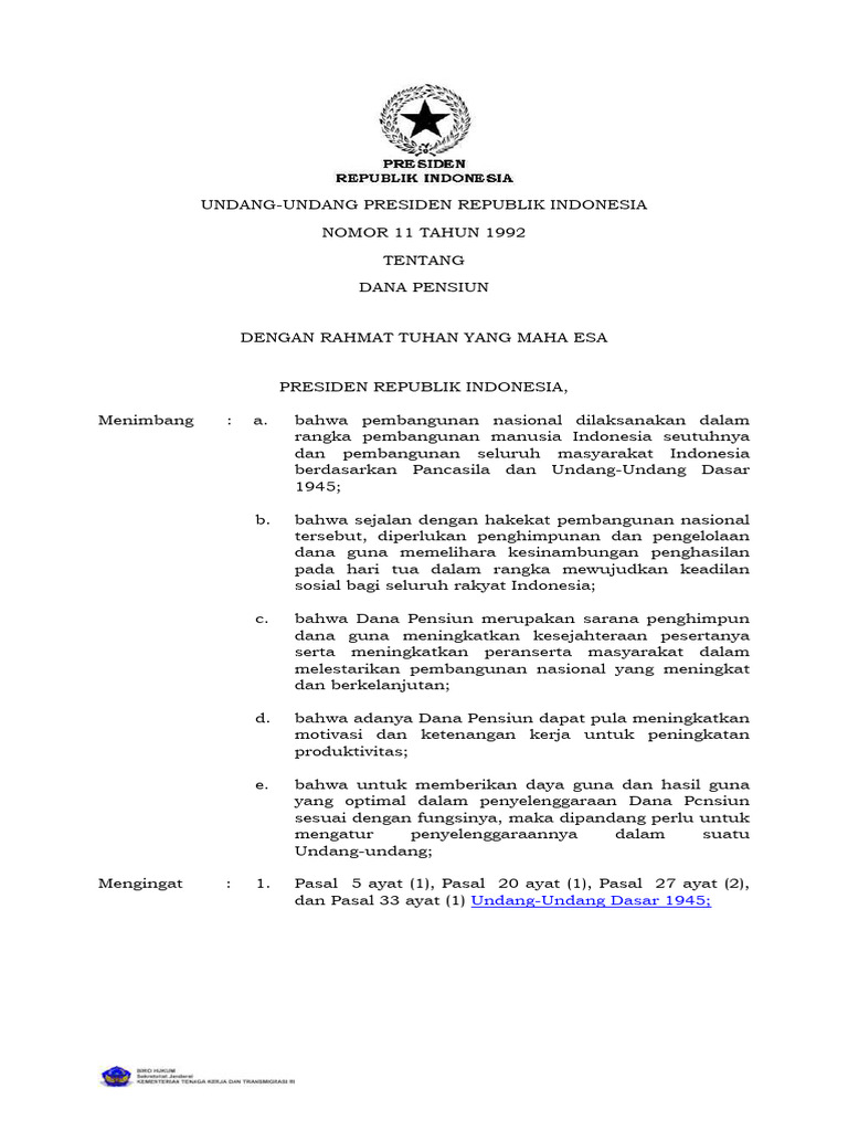 UU No 11 Tahun 1992 | PDF