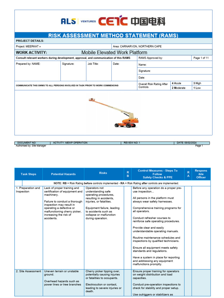 Rams Mewp | PDF | Personal Protective Equipment | Risk