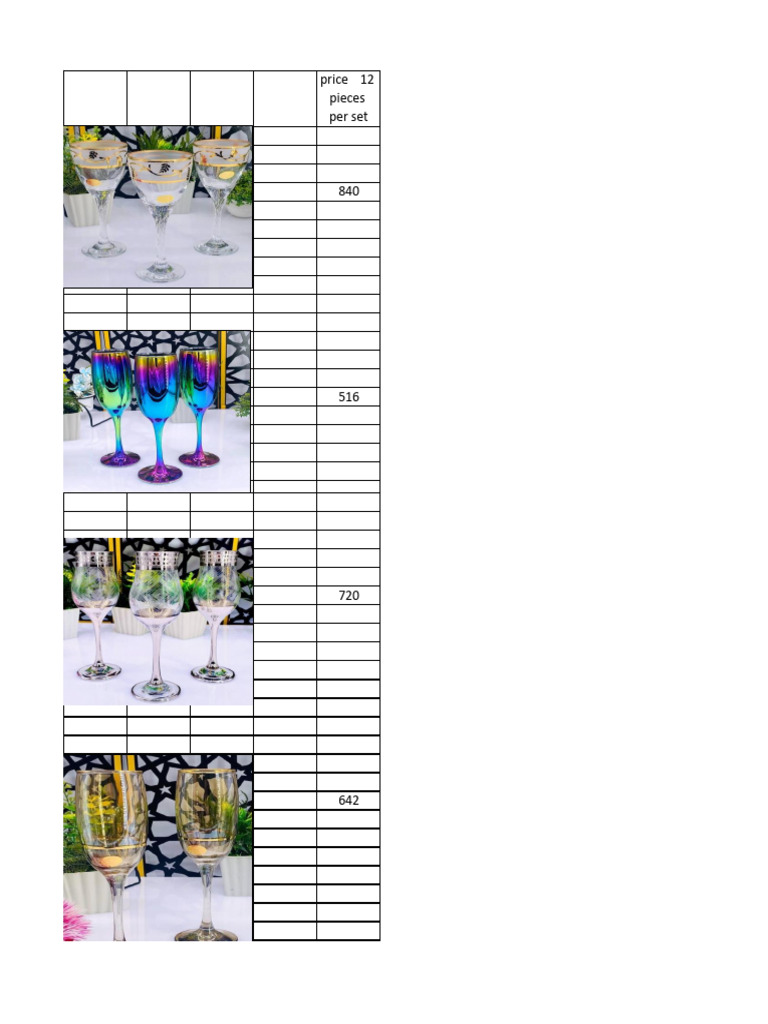 Price List for 12-Piece Sets | PDF