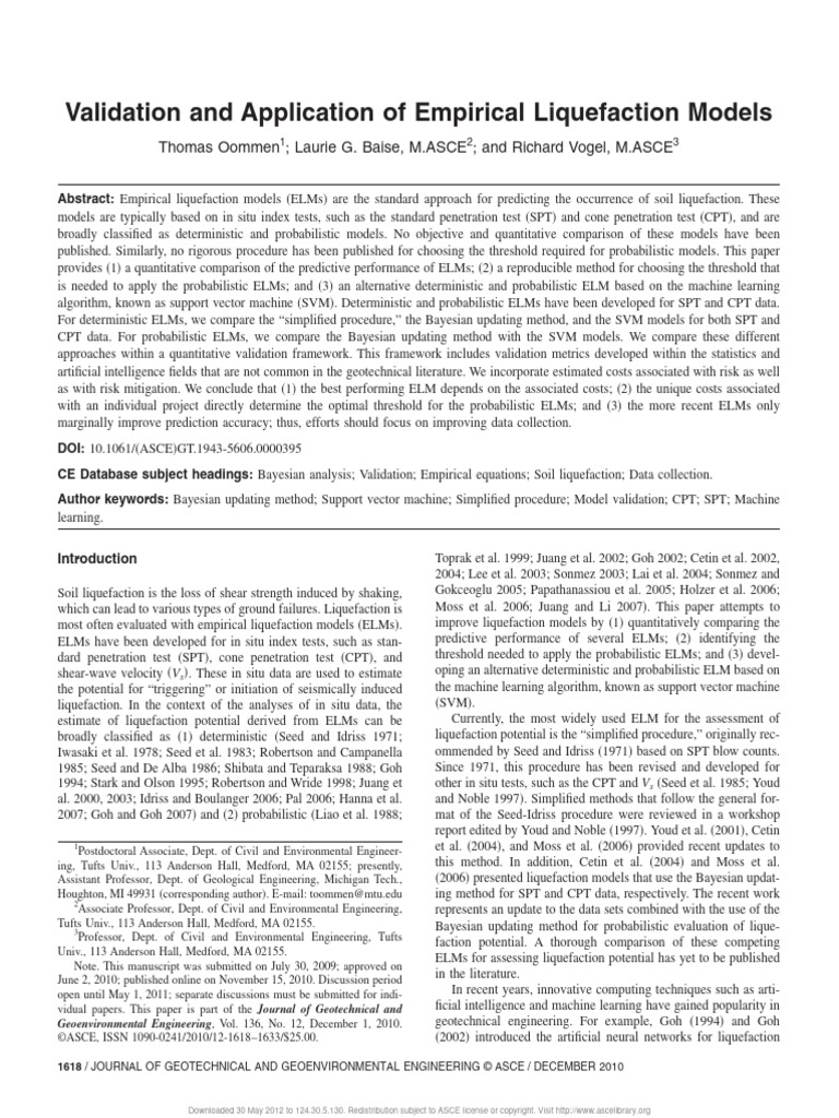 Validation and Application of Empirical Liquefaction Models | PDF ...