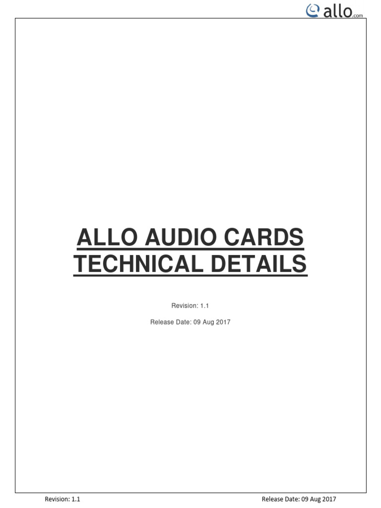 Allo Audio Techdetails | PDF | Sampling (Signal Processing) | Digital ...