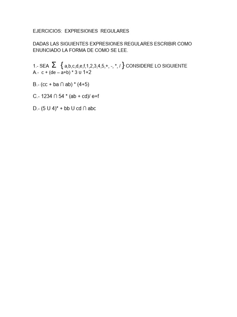 Ejercicios de Expresiones Regulares | PDF