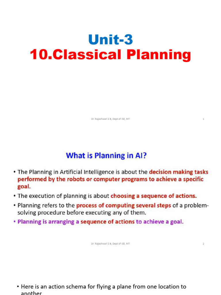 AI - Chapter10 - Classical Planning 2023 Class | PDF | First Order ...