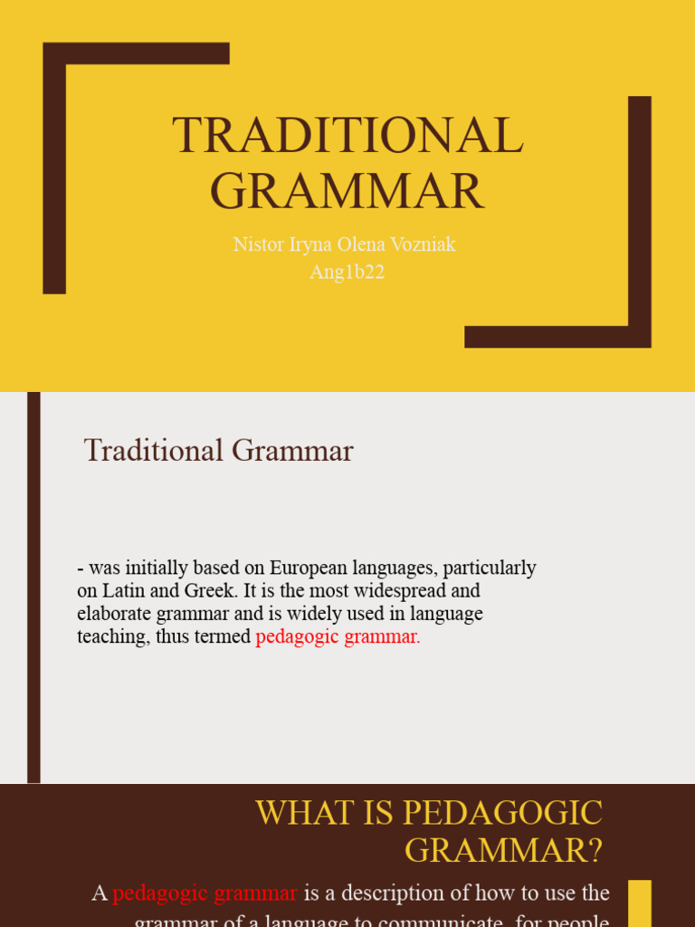 Traditional Grammar | PDF | Grammar | Linguistics
