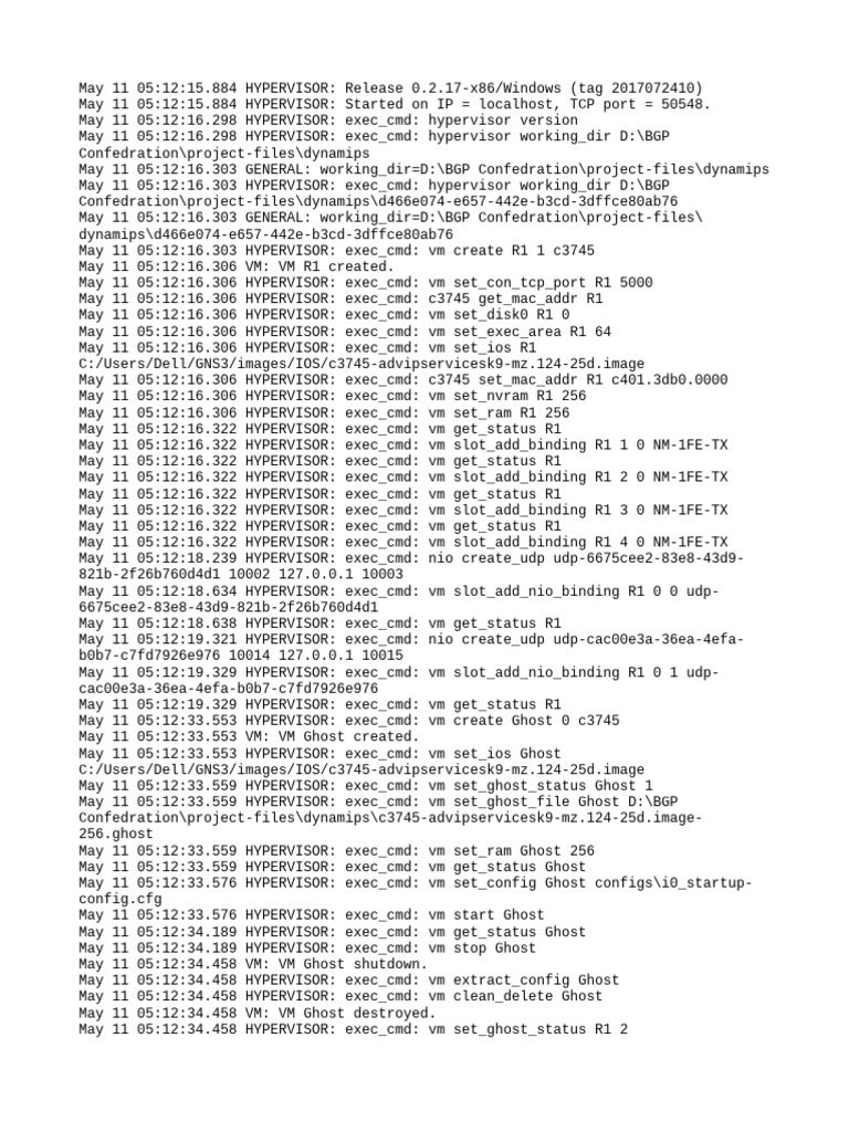 Dynamips I1 Log | PDF | System Software | Operating System Technology
