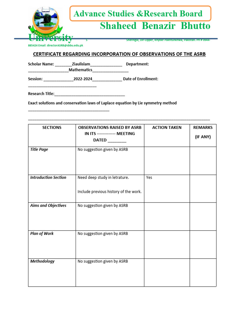 ASRB Observations Proforma | PDF | Career & Growth