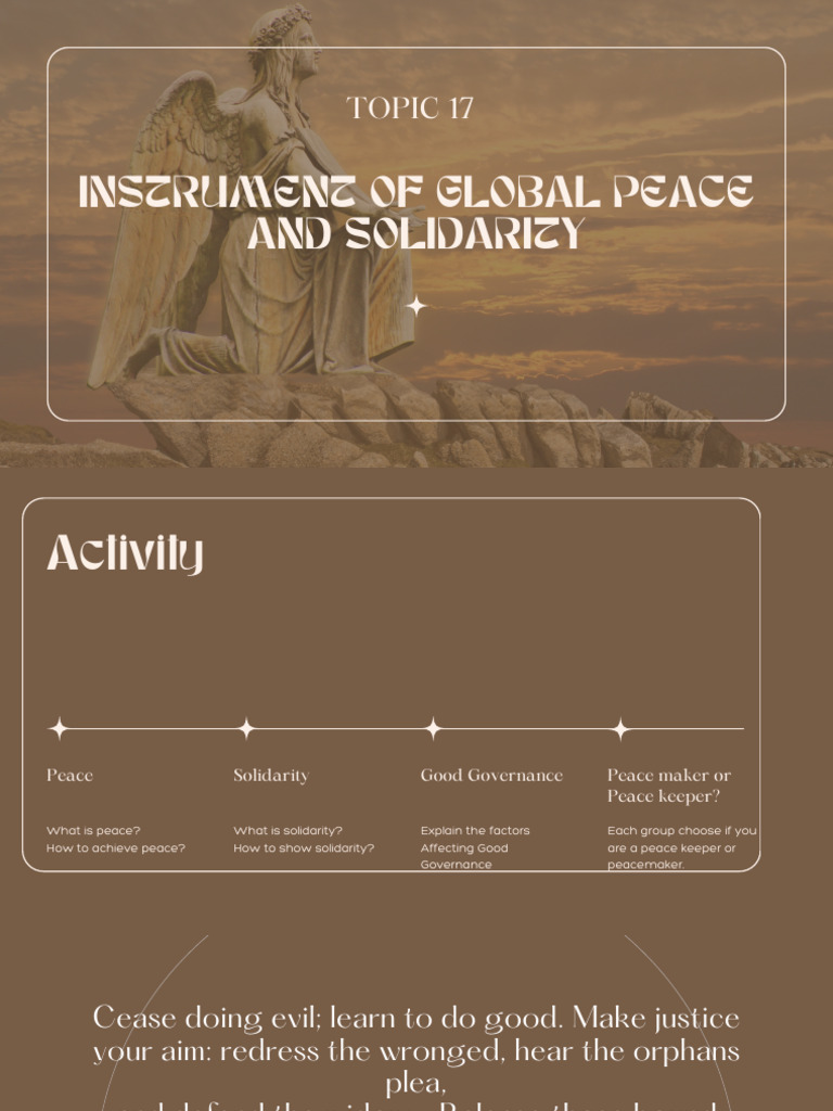 Topic 17 Instrument of Global Peace and Solidarity | PDF | Peace ...