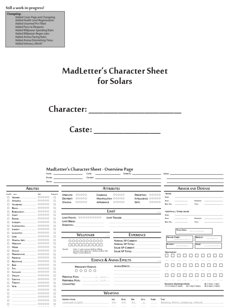 Mad Letters Character Sheet | PDF | Role Playing Video Games | Gaming
