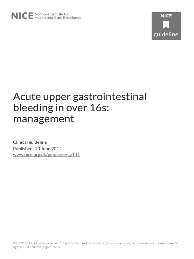 Acute Upper Gastrointestinal Bleeding Nice Guidelines | PDF | Clinical ...