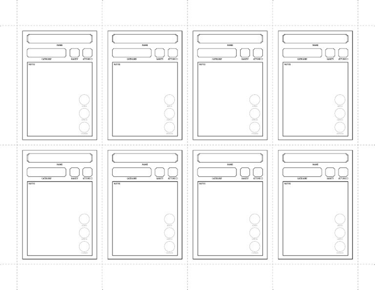 Fillable Item Cards Print Friendly | PDF