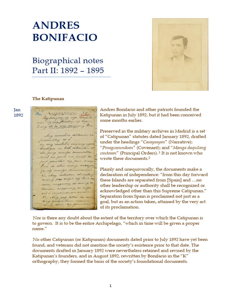 Andres Bonifacio and the Katipunan Origins | PDF | Philippines ...