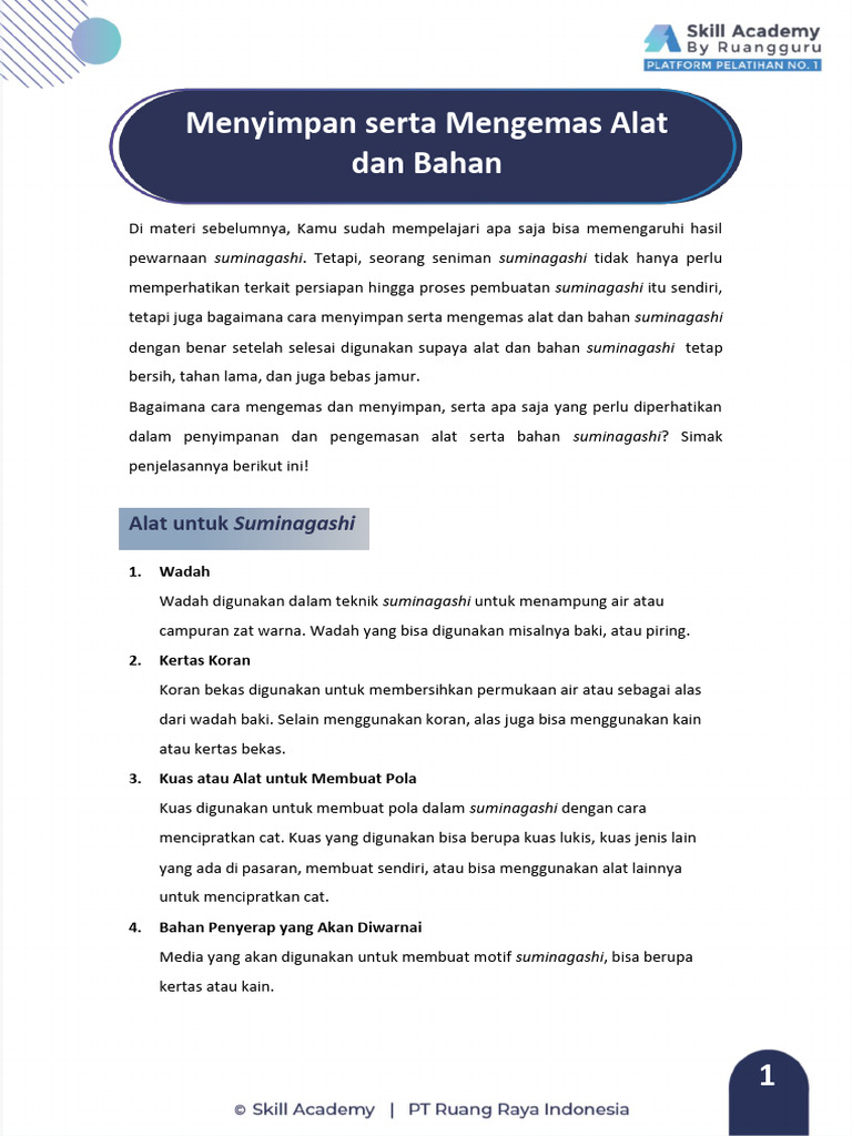Menyimpan Serta Mengemas Alat Dan Bahan | PDF