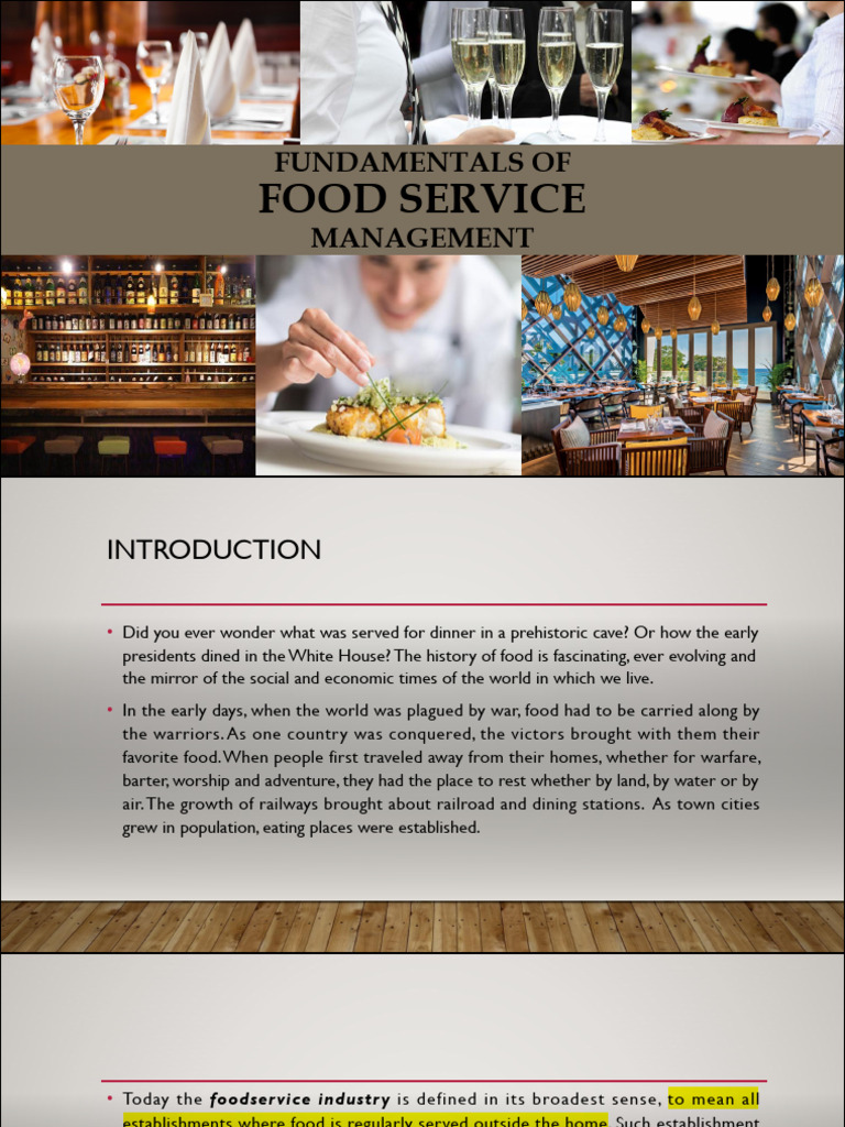 Fundamentals of Food Service Management Introduction | Download Free ...