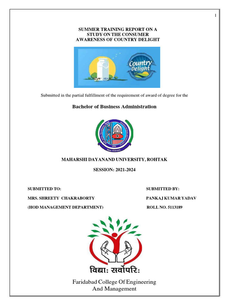 Summer Training Report Download Free Pdf Milk Breads