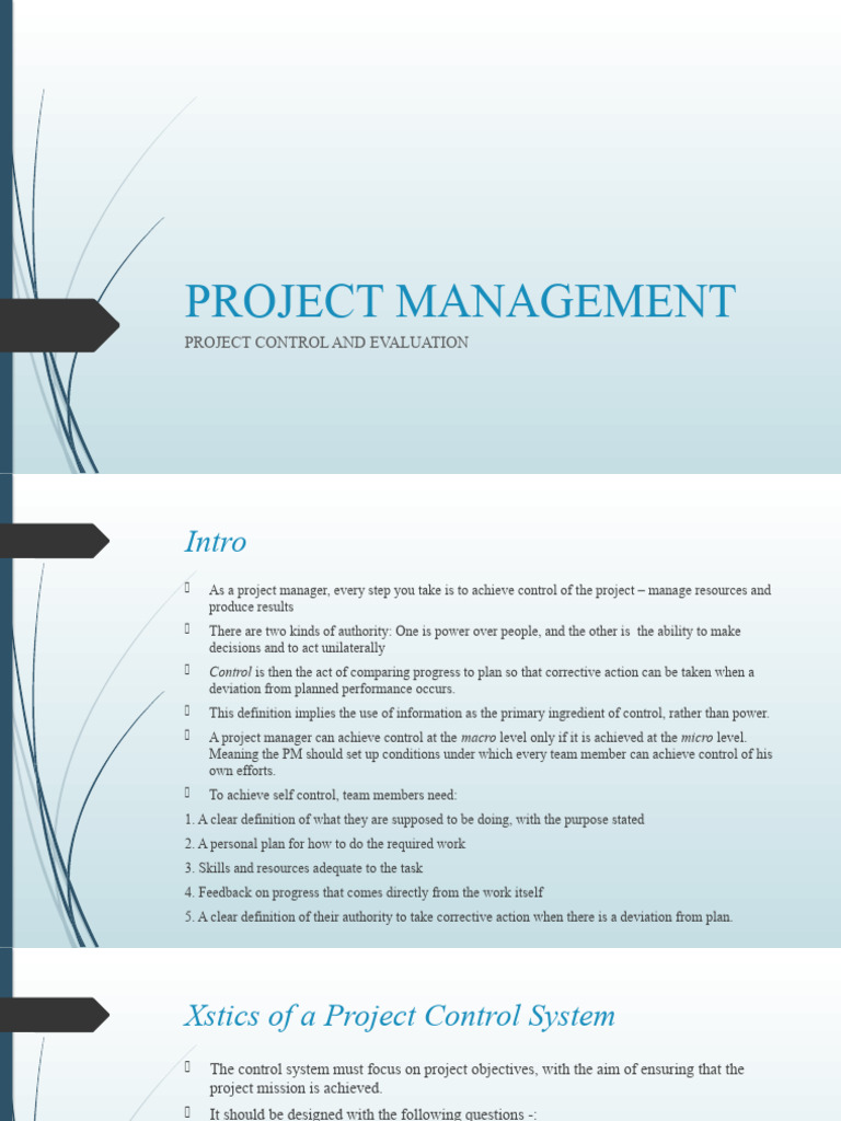 Project Control and Evaluation | PDF | Evaluation | Cognition