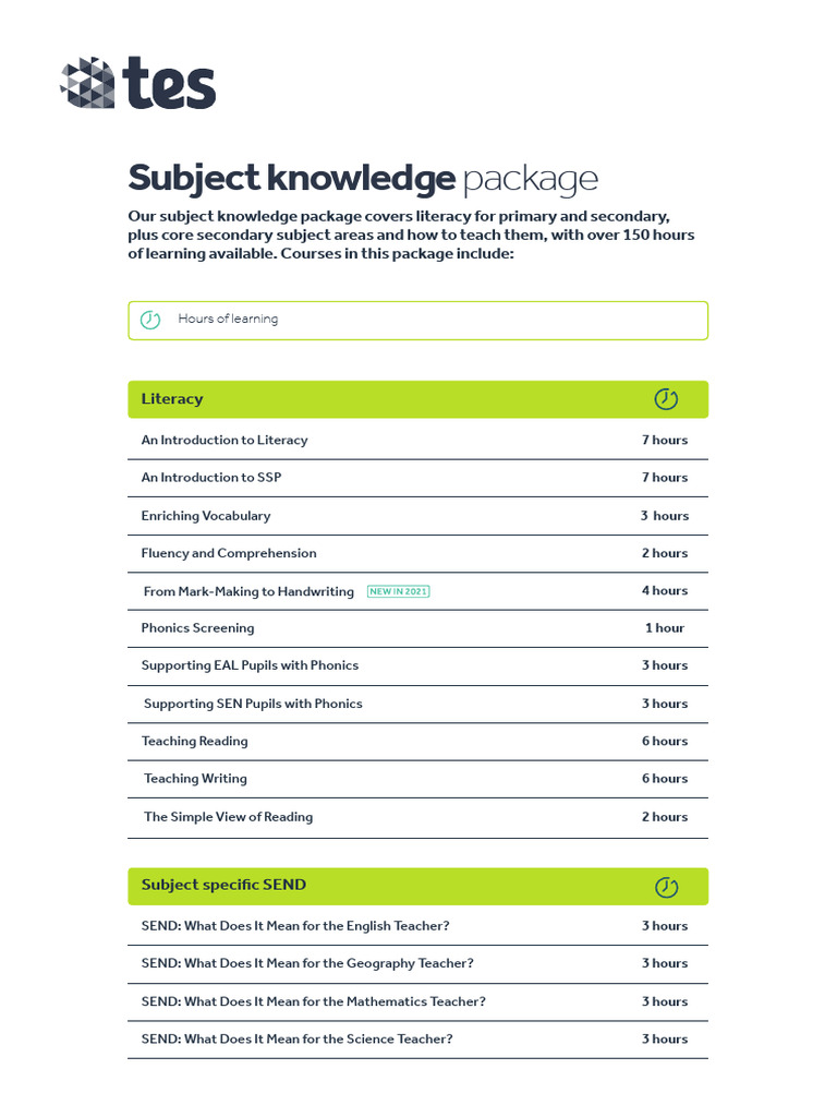 Educare Subject Knowledge Package | PDF | Phonics | Chemistry