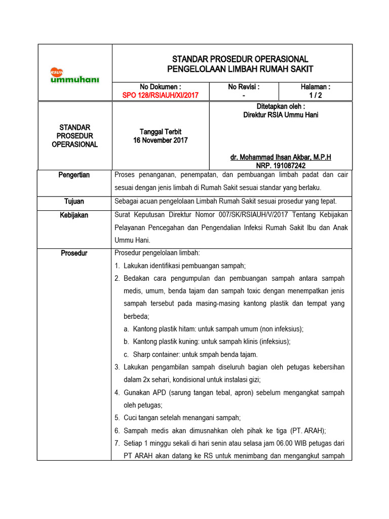 Pengelolaan Limbah RS yang Efektif | PDF