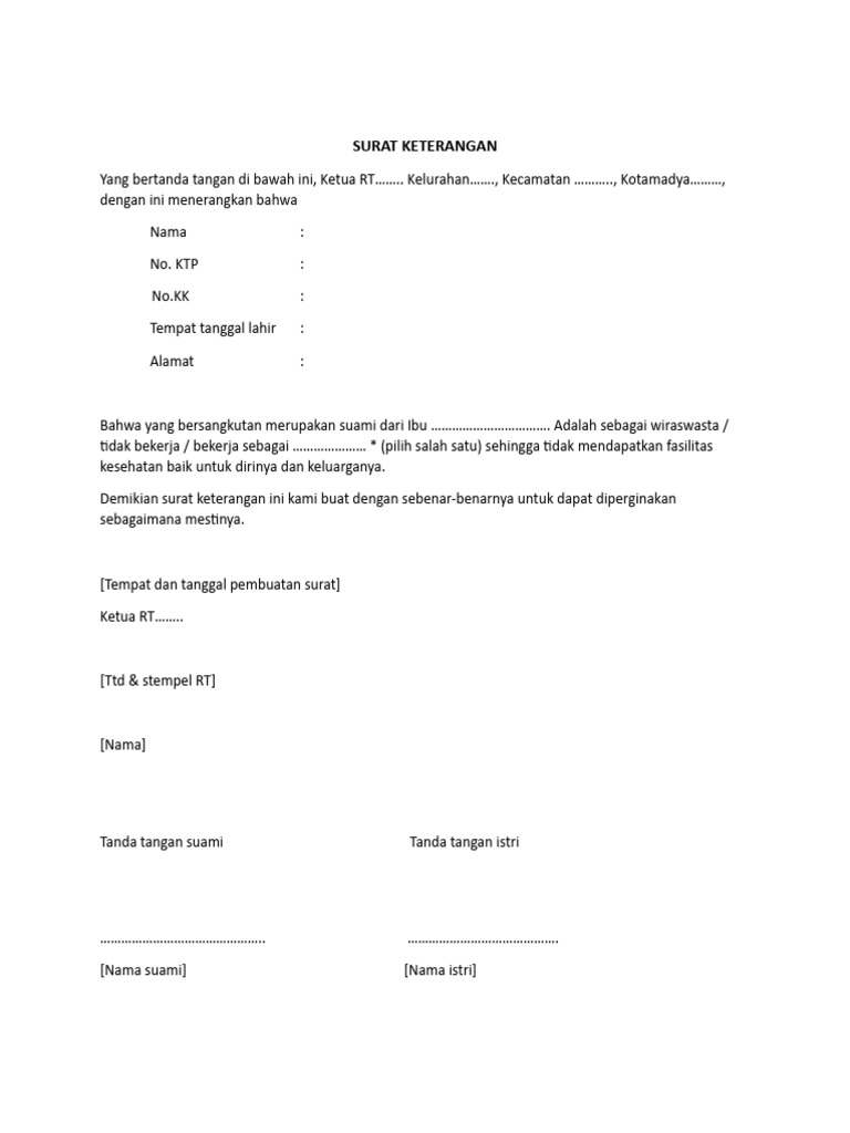 2024.format Surat Keterangan (RT Atau RW) | PDF