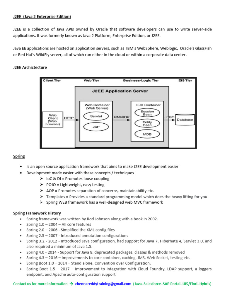J2EE and Spring Framework Overview | PDF | Spring Framework | Class (Computer Programming)